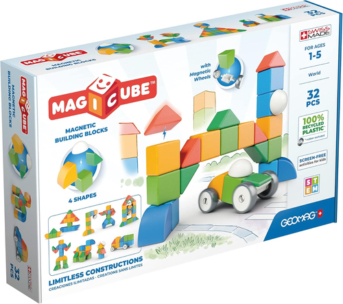 Geomag - Magicube 1+ Shapes - Magnetic Blocks for Kids - 4 Colours and ...