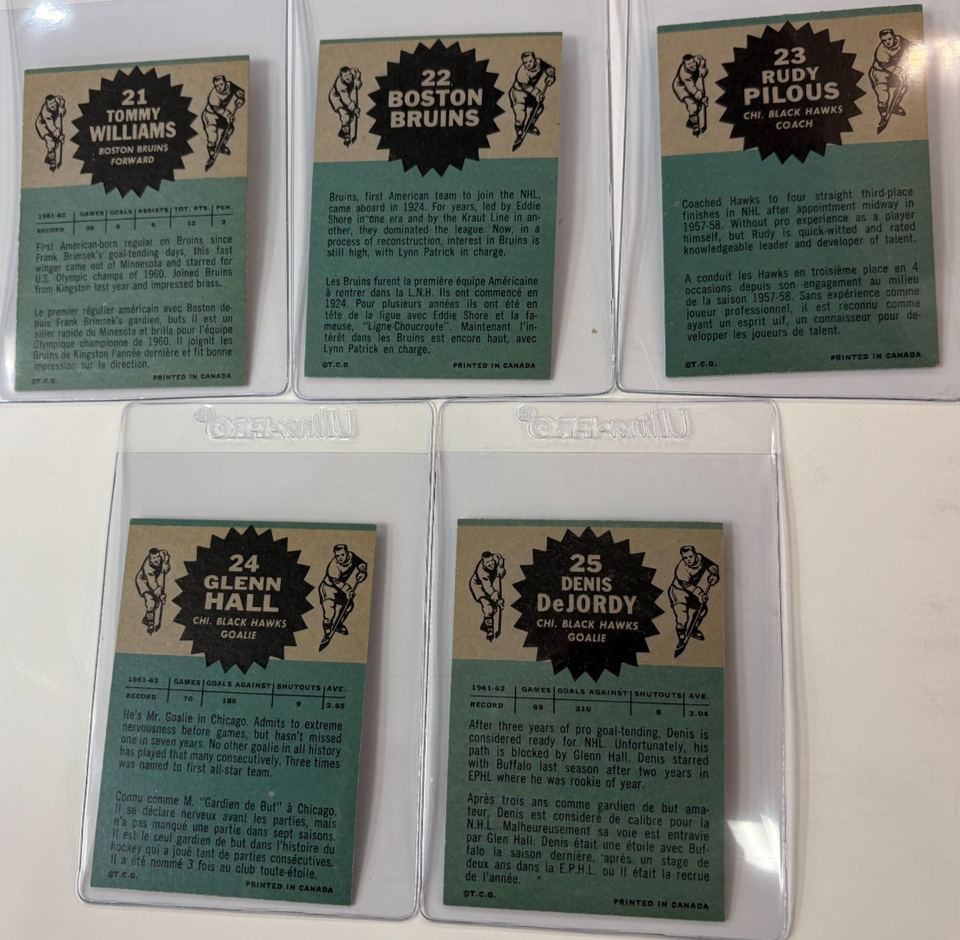 1962-63 Topps Hockey Cards 1-66 ** Complete Set**1- PSA #7 Graded #56 ...