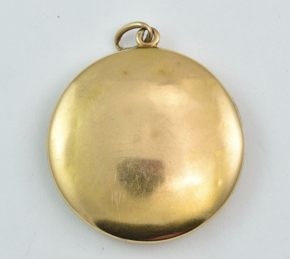 Vintage SOLID 10k Yellow Gold Round Locket Engraved 31 mm diameter | eBay