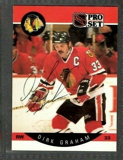 1990-91 Pro Set Blackhawks Hockey Card #51 Dirk Graham Signed Autograph ...