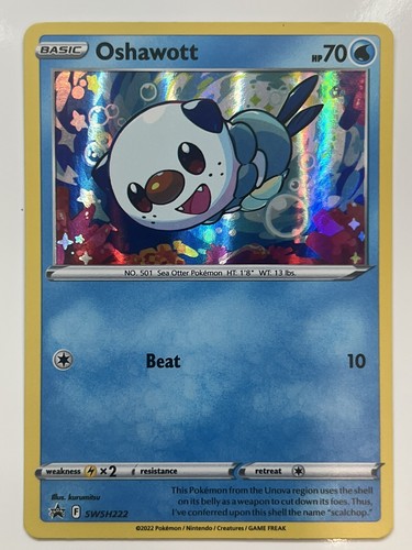 Pokémon TCG Oshawott Sword & Shield SWSH222 Holo Promo Cosmos Holo Rare ...