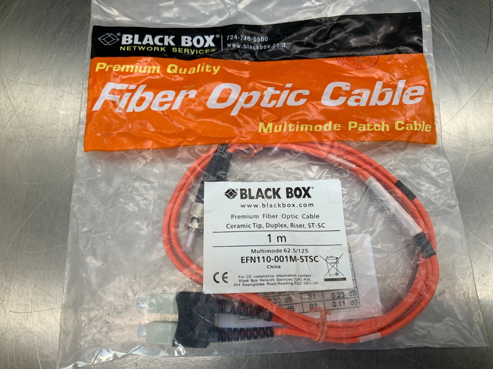 Black Box - Patch cable SC multi-mode (M) ST 1 m fiber optic 62.5 / 125 micron riser (EFN110 ...
