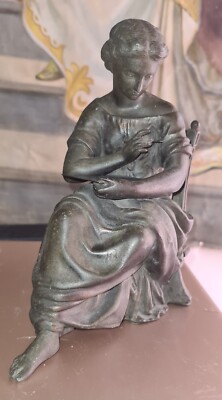 Cast Bronze Spelter Statue Figurine Woman Sitting in Chair Victorian ...