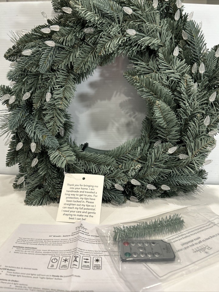 Bethlehem Lights Wreath LED Remote Control Battery Operated Overlit ...
