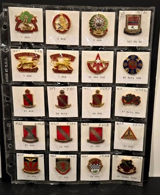 Lot of 20 U.S. Army DUI Insignia Pins – ADA, Artillery, Coast Artillery ...