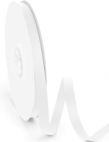 3/8" Width X 50 Yards Grosgrain Ribbon, Thin White Ribbed Ribbon for ...