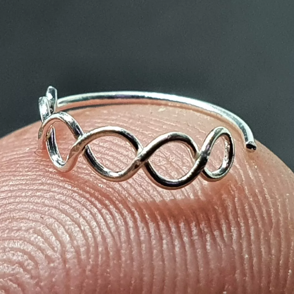 Nose Ring Infinity Twist Knot 10mm Gauge 925 Sterling Silver Piercing ...