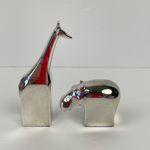Dansk Designs Japan Giraffe and Hippo Silver Plate Animal Solid Paper ...