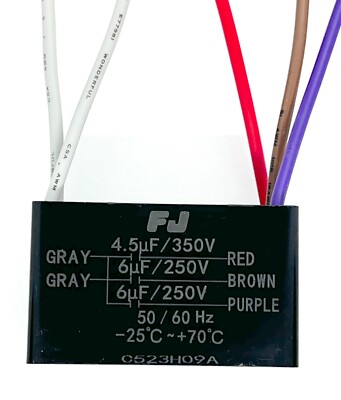 FJ CEILING FAN CAPACITOR CBB61 4.5uf+6uf+6uf 5 WIRE | eBay