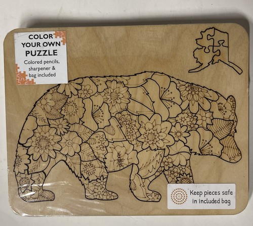 Bashor Blast Alaska Grizzly Bear Color Your Own Wood Puzzle 7.5” x 9.5 ...