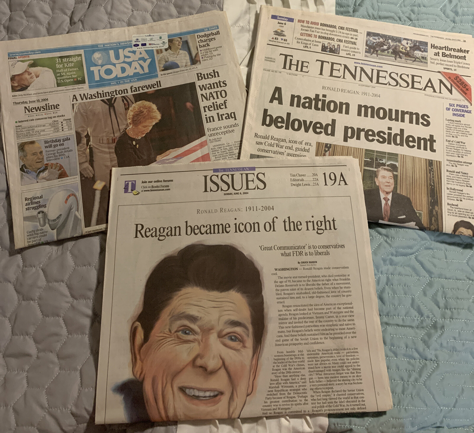 Ronald Reagan Newspaper The Tennessean June 4, 2004 & USA Today June 10 ...