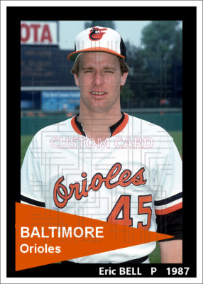 Eric Bell - 1987 Baltimore Orioles - 2.5 x 3.5 custom card (blank back ...