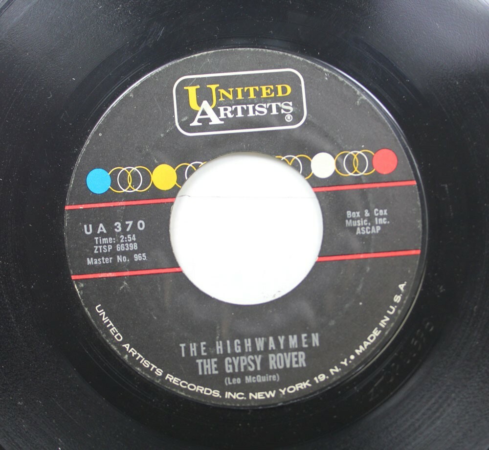50'S & 60'S 45 The Highwaymen - The Gypsy Rover / Cotton Fields On ...