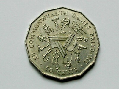 Australia 1982 50 CENTS Coin for Brisbane Commonwealth Games & 12-Sided ...