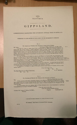 Victorian Parliamentary Paper 1874 Gippsland 1pp | eBay