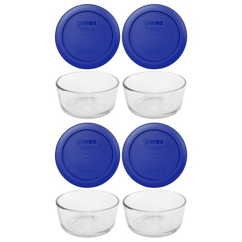 Pyrex 7200 2-Cup Glass Storage Bowl w/ 7200-PC Cadet Blue Plastic Lid ...