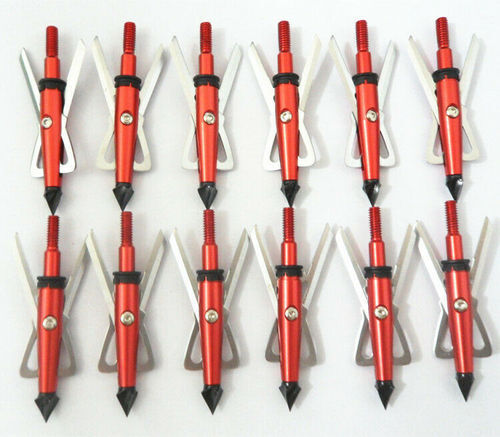 12pcs Steel Archery Shooting Broadheads 2 Blade 100 Grain Cut Hunting ...