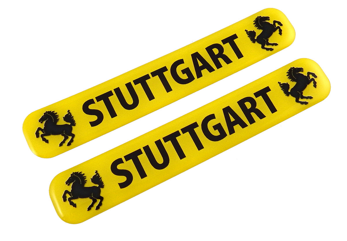 Stuttgart Domed Decal Emblem car biker stickers 5"x 0.82" 2pc. | eBay