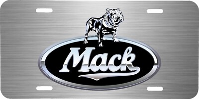 GLOSS CLEAR COAT MACK TRUCK LOGO BRUSHED STEEL LOOK LICENSE PLATE AUTO ...
