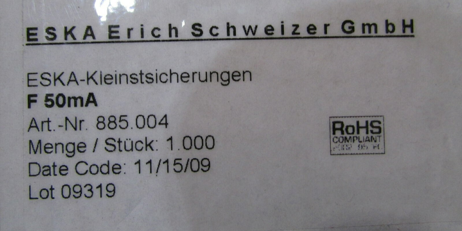 Lot 10 ESKA F-Link 50mA 250V TR5 Radial Can Vertical Fuse 1/20 Amp .05A ...