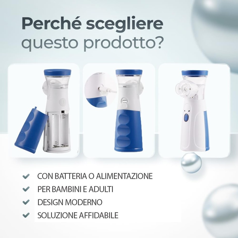 Nebulizzazione Portatile con Inalatore Avanzato - Pulizia Automatica ...