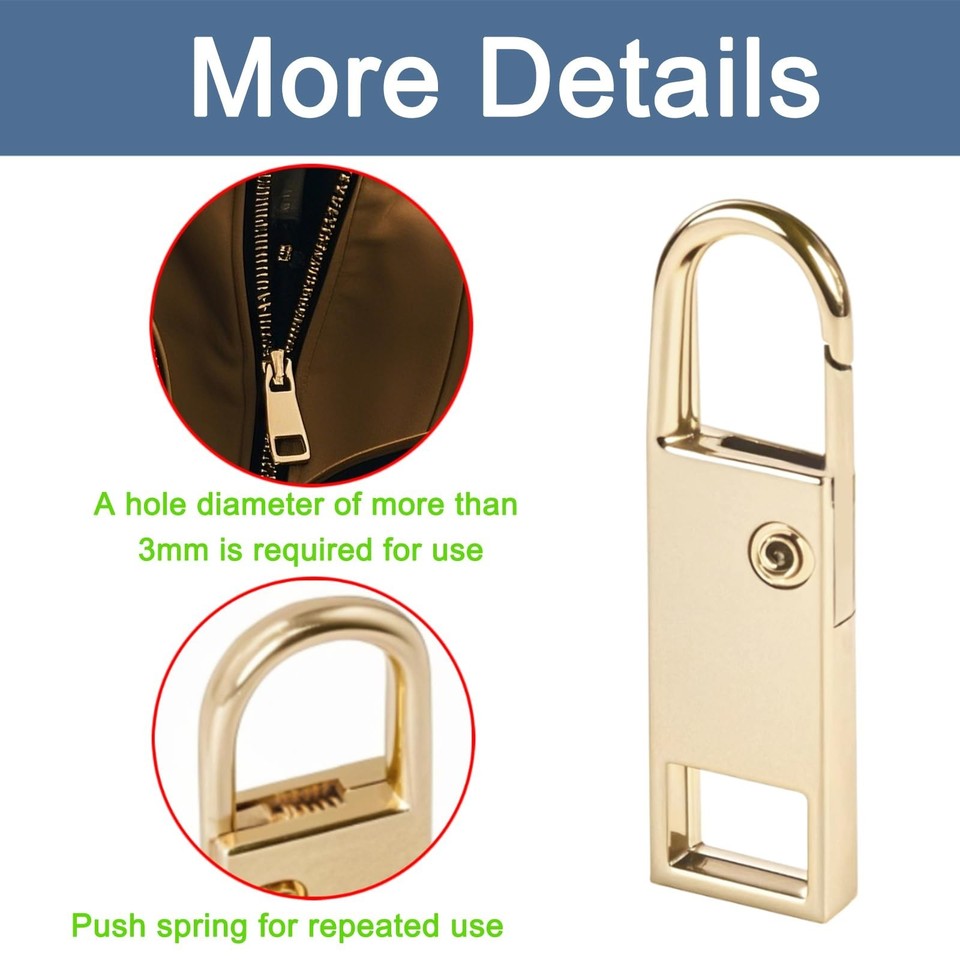 8-Pack Zipper Tab Replacement Kit – Metal Zip Extenders for Bags ...