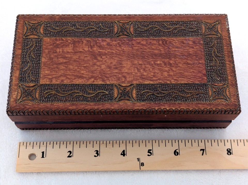 Vintage Unique Handmade Polish Trinket Jewelry Box Wooden Hinged ...