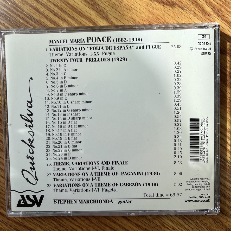 Ponce:Guitar Music by Stephen Marchionda (CD) | eBay