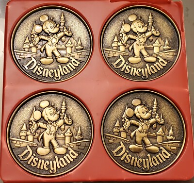 Walt Disney World Mickey Mouse Brass Metal Drink Coasters 4 pack ...