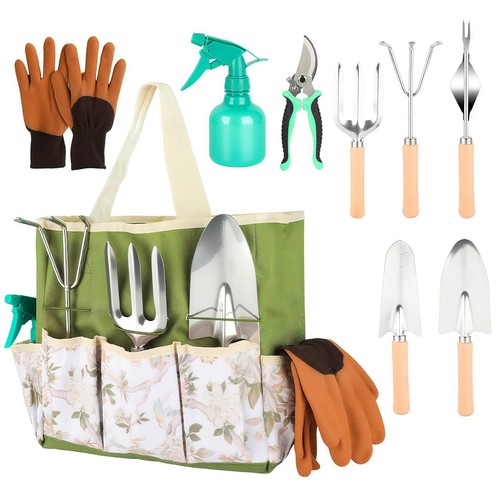 Heavy Duty Gardening Tools, 9 Pieces Garden Tool Set, Stainless Steel ...