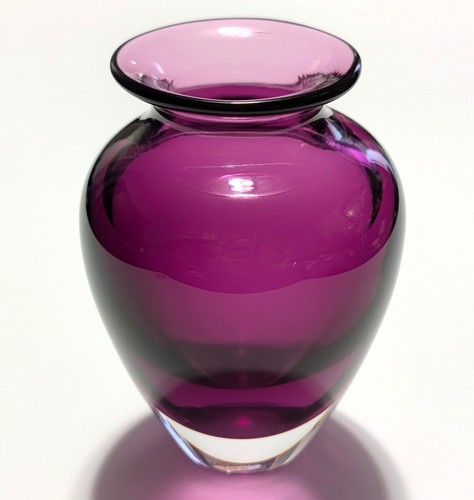 Purple Dark Violet Heavy Blown Glass Bud Vase With Clear Bottom 5" X 3 ...