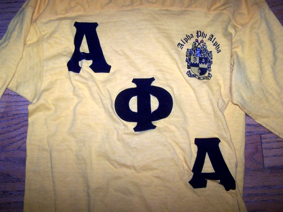 NICE Alpha Phi Alpha fraternity Signal yellow T-shirt / jersey w/ crest ...