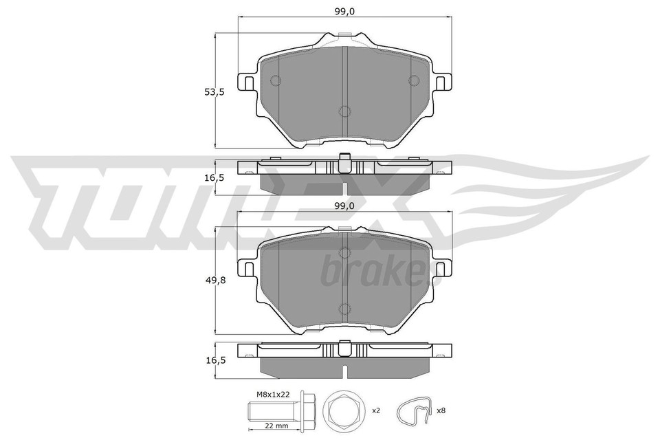 BRAKE PADS SET BRAKING PAD REAR TOMEX BRAKES TX 18-36 P NEW OE ...
