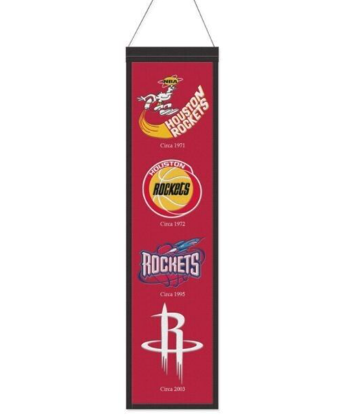 HOUSTON ROCKETS EVOLUTIONS BANNER EMBROIDERED WOOL 8"X32" W/ HANGING ...