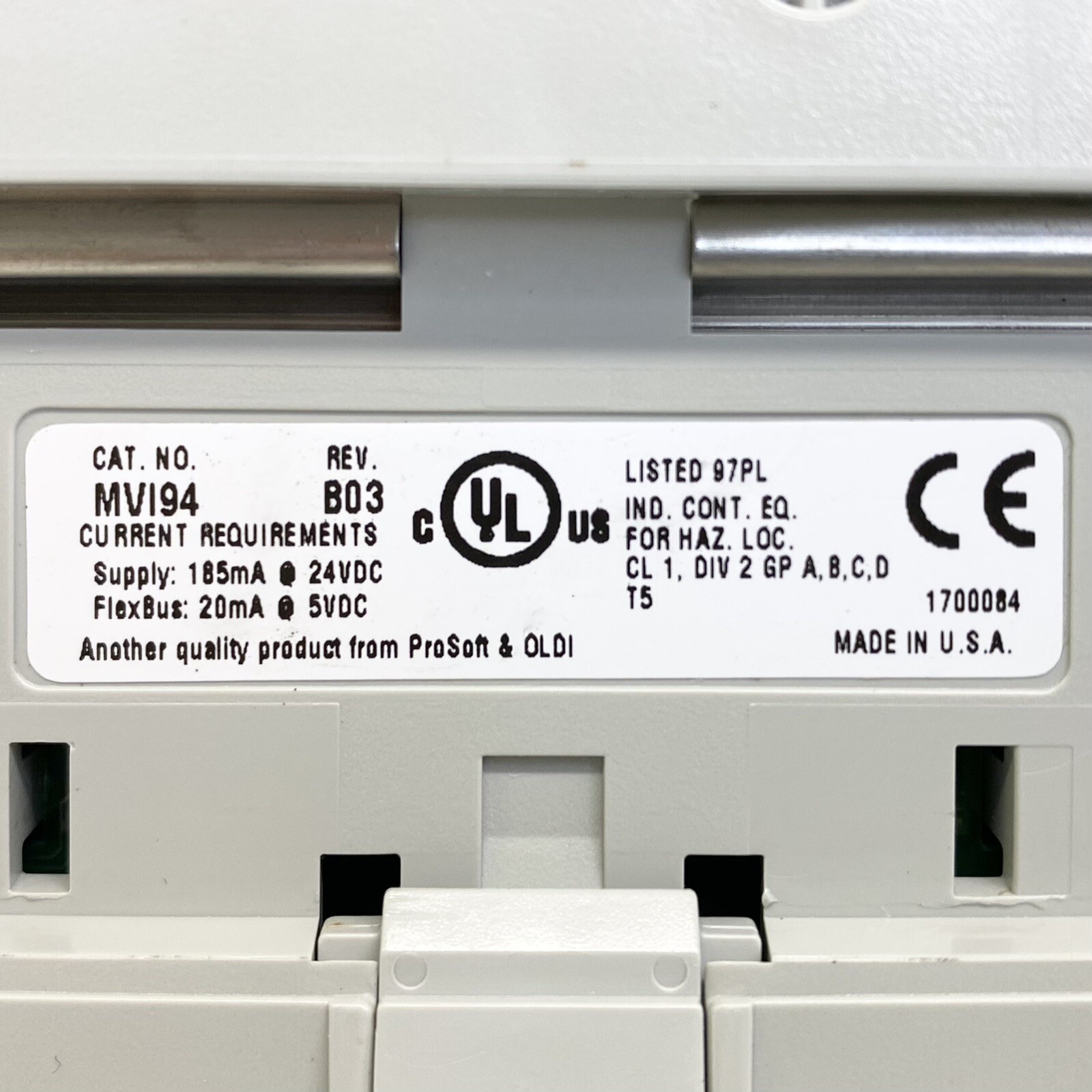 Allen Bradley ProSoft Technology MVI94 Mvi94-mcm Rev B02 Flex I/o ...