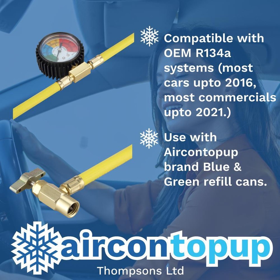 Complete DIY Car Aircon Topup Recharge Kit DIY Regas With Hose For R134 ...