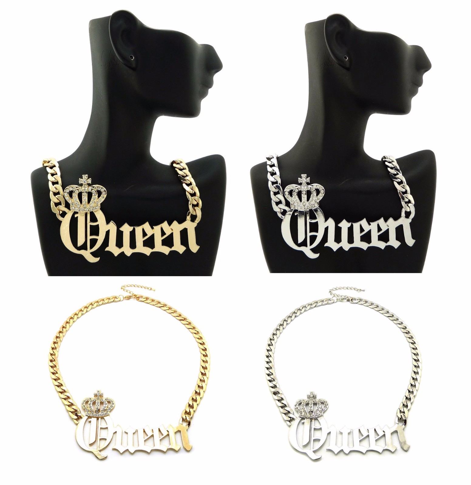 NEW CELEBRITY STYLE 'QUEEN' PENDANT &10mm/16" LINK CHAIN FASHION ...