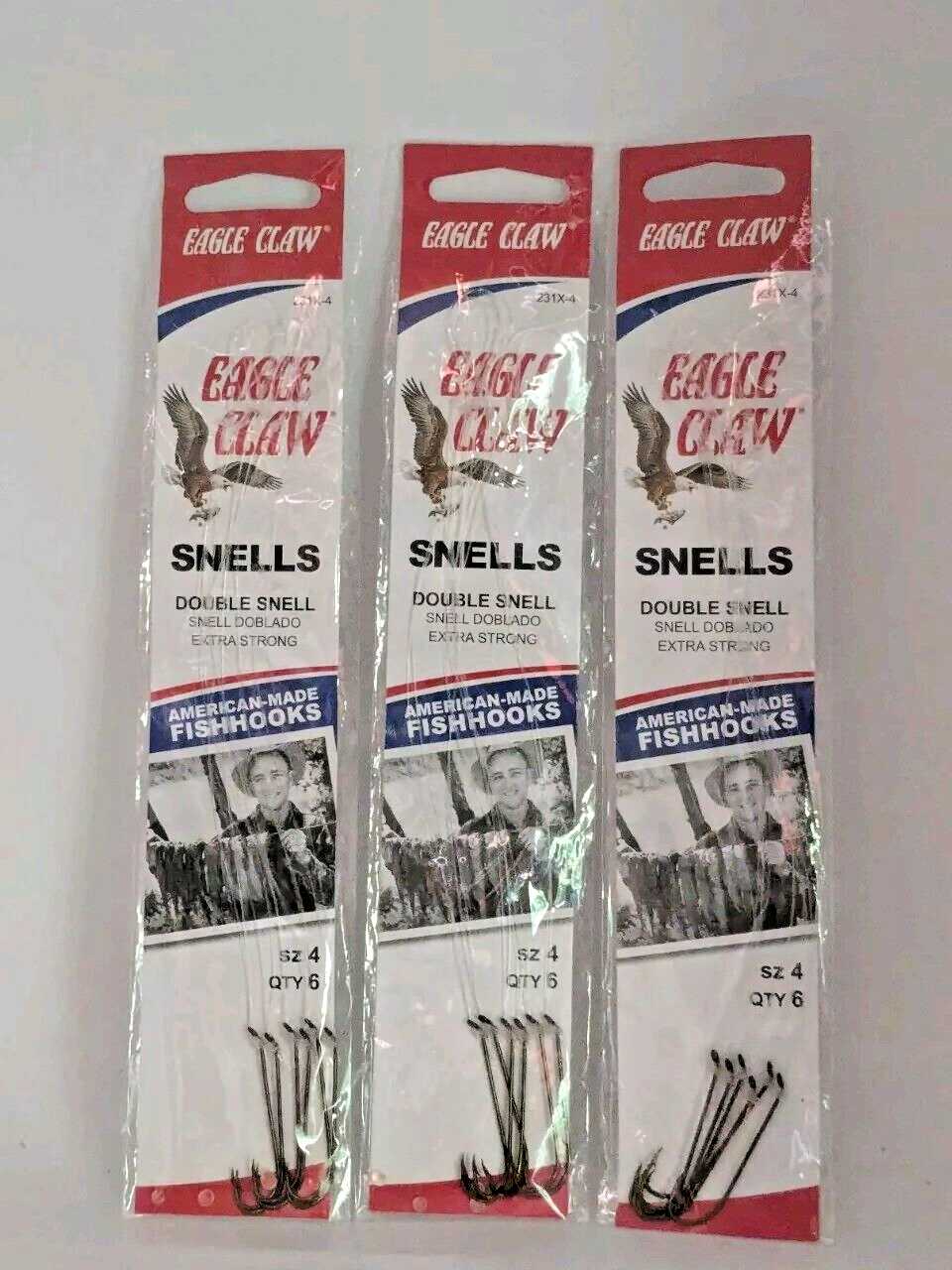 18 Eagle Claw 231X-4 Snells Double Snell Hooks Size 4 | eBay