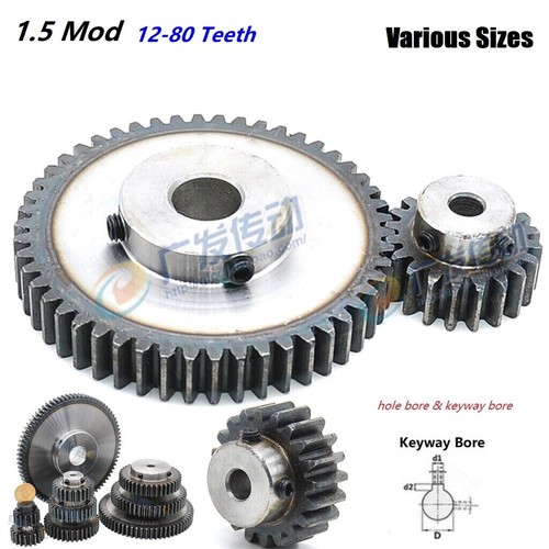 1.5 Mod 12T - 80T Pinion Gear Spur Gears With Step 45# Steel Hole ...