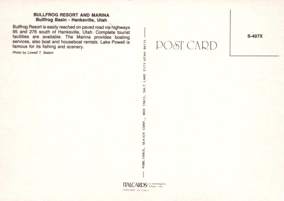 Bullfrog Basin Resort And Marina Lake Powell Utah 4x6 Postcard | eBay