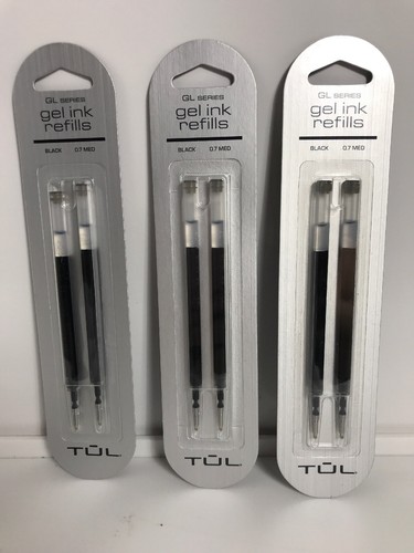 TUL Gel Pen Refills, Medium Point, 0.7 mm, Black Ink, 3 Pack Of 2 ...