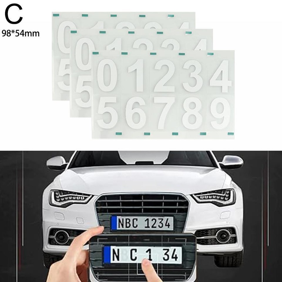 3PCS License Plate Number Reflective Invisible Digital Sticker Nano ...