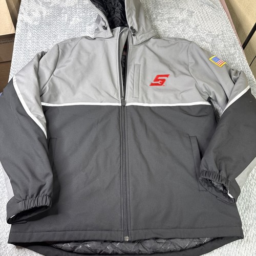 Snap On Coat Black Gray Embroidered Hooded Jacket Men's Size L Full Zip ...