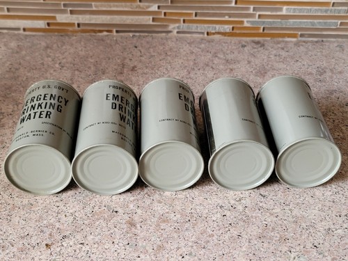 5 - 1950s U.S. Civil Defense Emergency Drinking Water Ration Cans LOOK ...