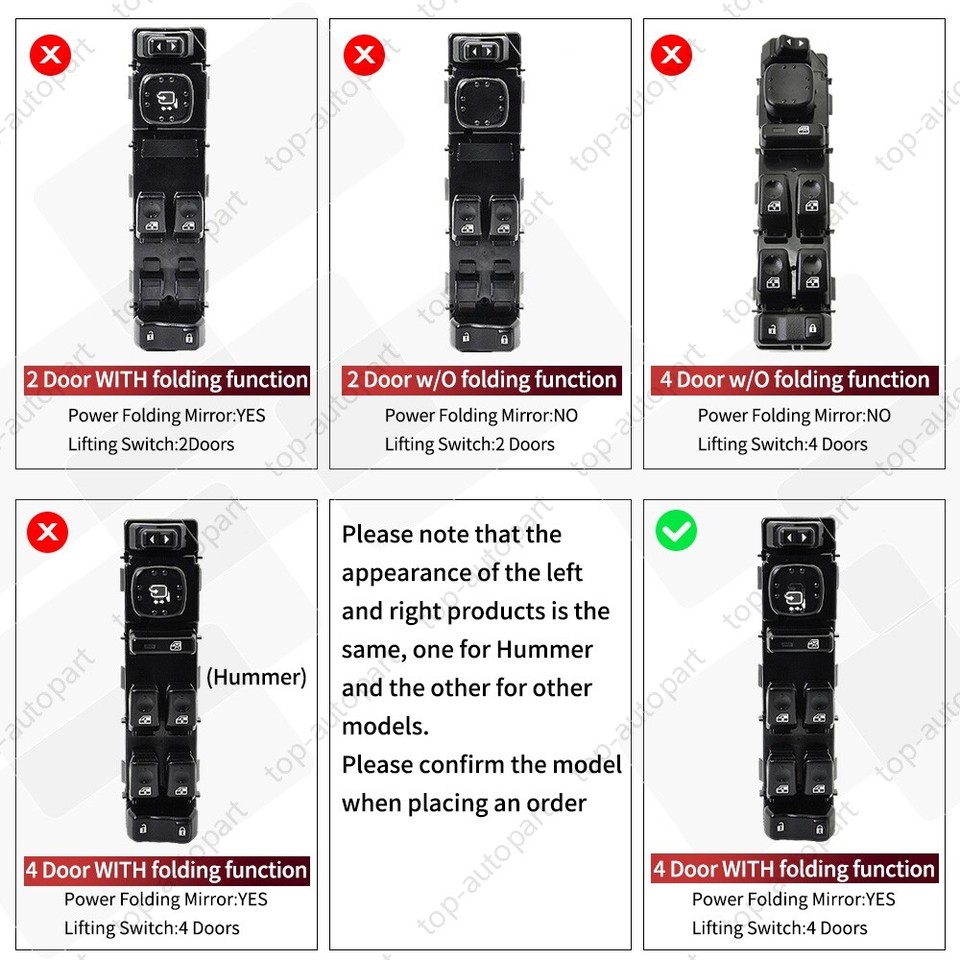 Power Window Switch Front Driver Left Master Side For Chevy Silverado ...
