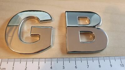 45 mm High Quality METAL GB Chrome Silver 3D Self-adhesive Car Letters ...
