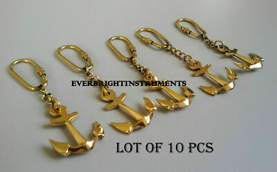Nautical Brass Anchor Key Chain Golden Finish Key Ring Lot Of 10 unit ...
