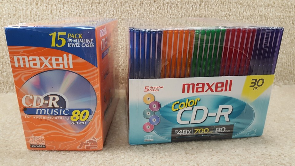 New Sealed Recordable Blank Maxell Color CD-R 80 Minutes 700mb Compact ...