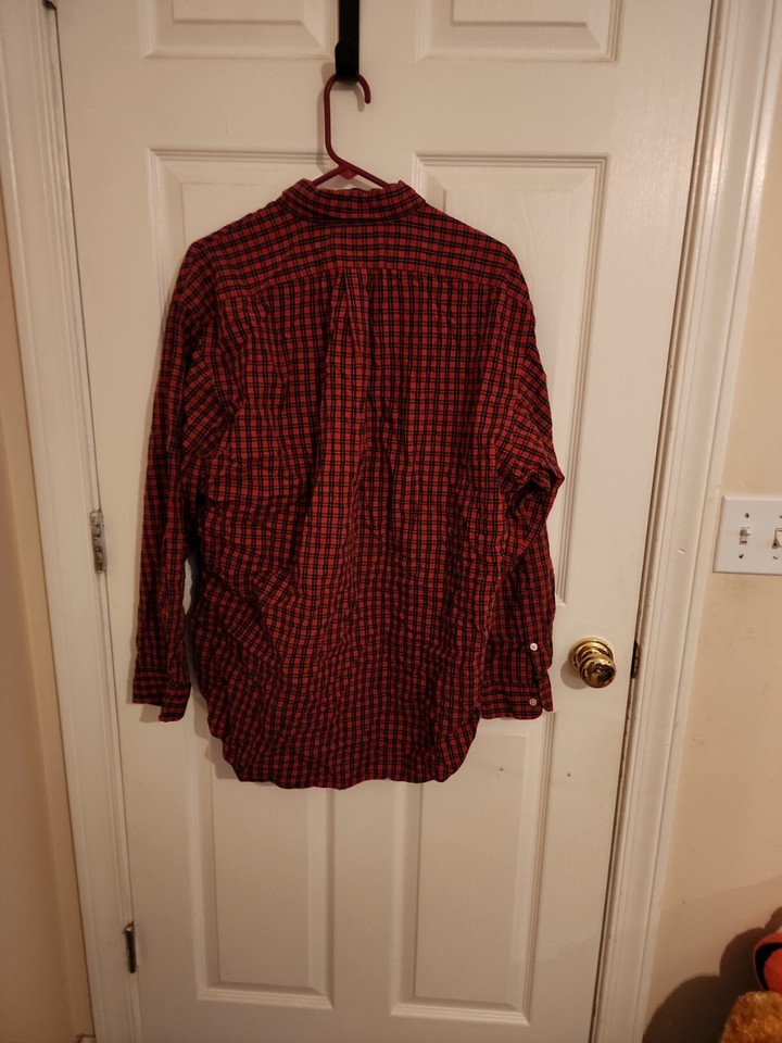 Ralph Lauren Shirt Men’s L Custom Fit Red Long Sleeve Plaid Pony Logo ...