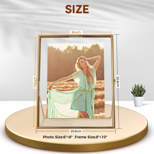 Gold Floating Frame (8×10 inches, Vertical), For Picture 7x9, 6x8, 5x7 ...